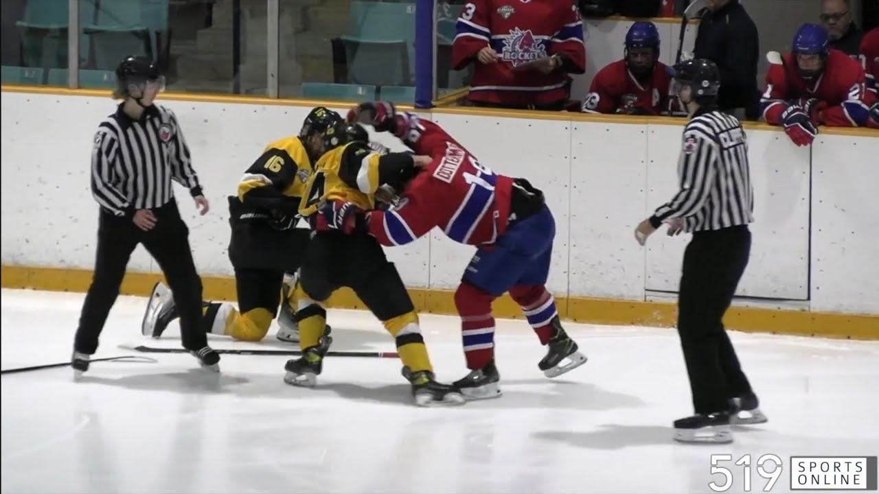 GOJHL - Strathroy Rockets vs Kitchener-Waterloo Siskins - YouTube