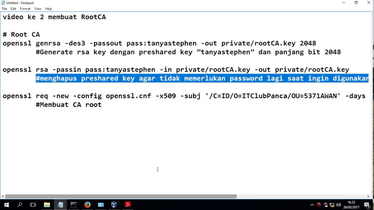 2. Membuat Root CA Self-Signed CA dengan OpenSSL 'Create a root CA ...