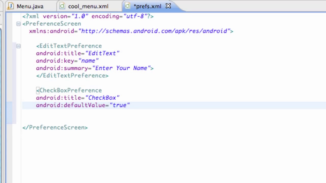 Android Application Development Tutorial 54 Setting up Preferences - YouTube