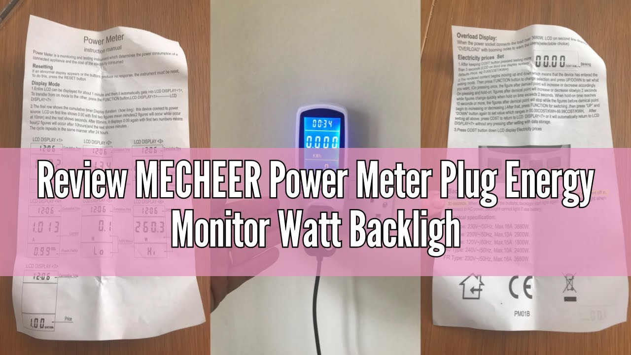 Review MECHEER Power Meter Plug Energy Monitor Watt Backlight LCD ...