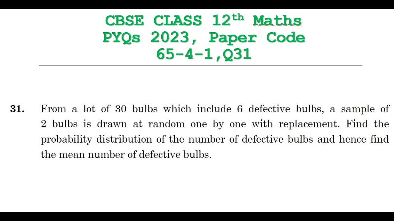 Class 12th Math | Answer Key 2023 | CBSE Board PYQ 2023 | Paper Code 65 ...