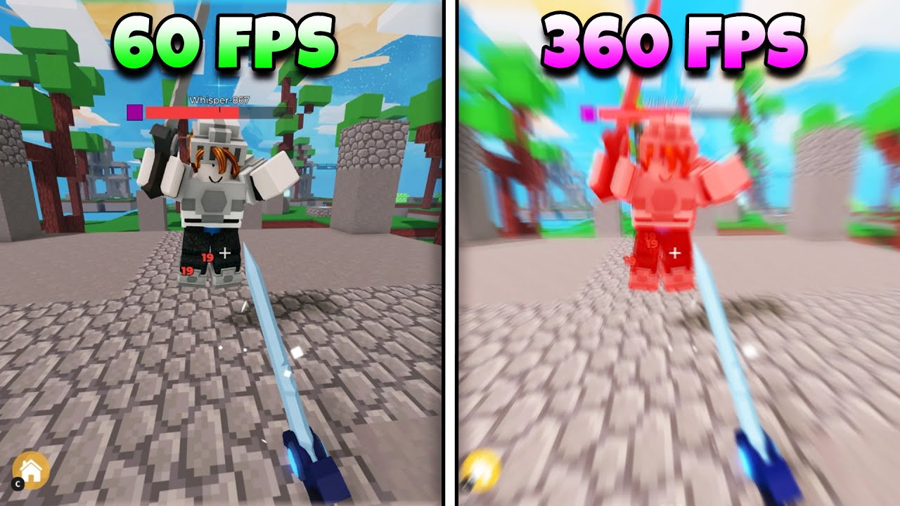 Roblox Bedwars FPS Comparison | 30 FPS vs 60 FPS vs 120 FPS vs 240 FPS vs 360 FPS - YouTube