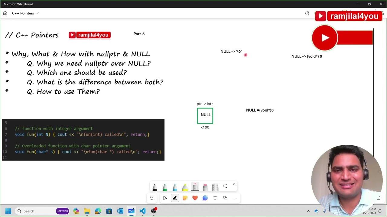 CPPB24 nullptr Vs NULL | Pointers in C++ | Master C++ Programming with Examples - YouTube
