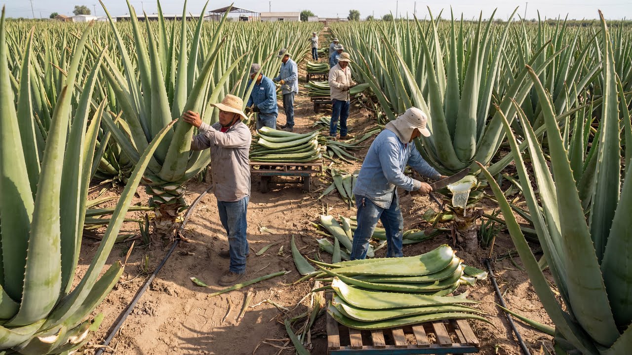 Harvesting Aloe Vera at the World's Largest Aloe Vera Farm – The Aloe ...