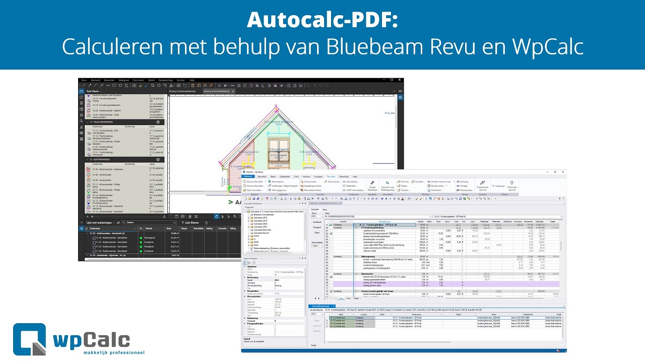 Autocalc-PDF: Calculeren met behulp van Bluebeam Revu en WpCalc - YouTube