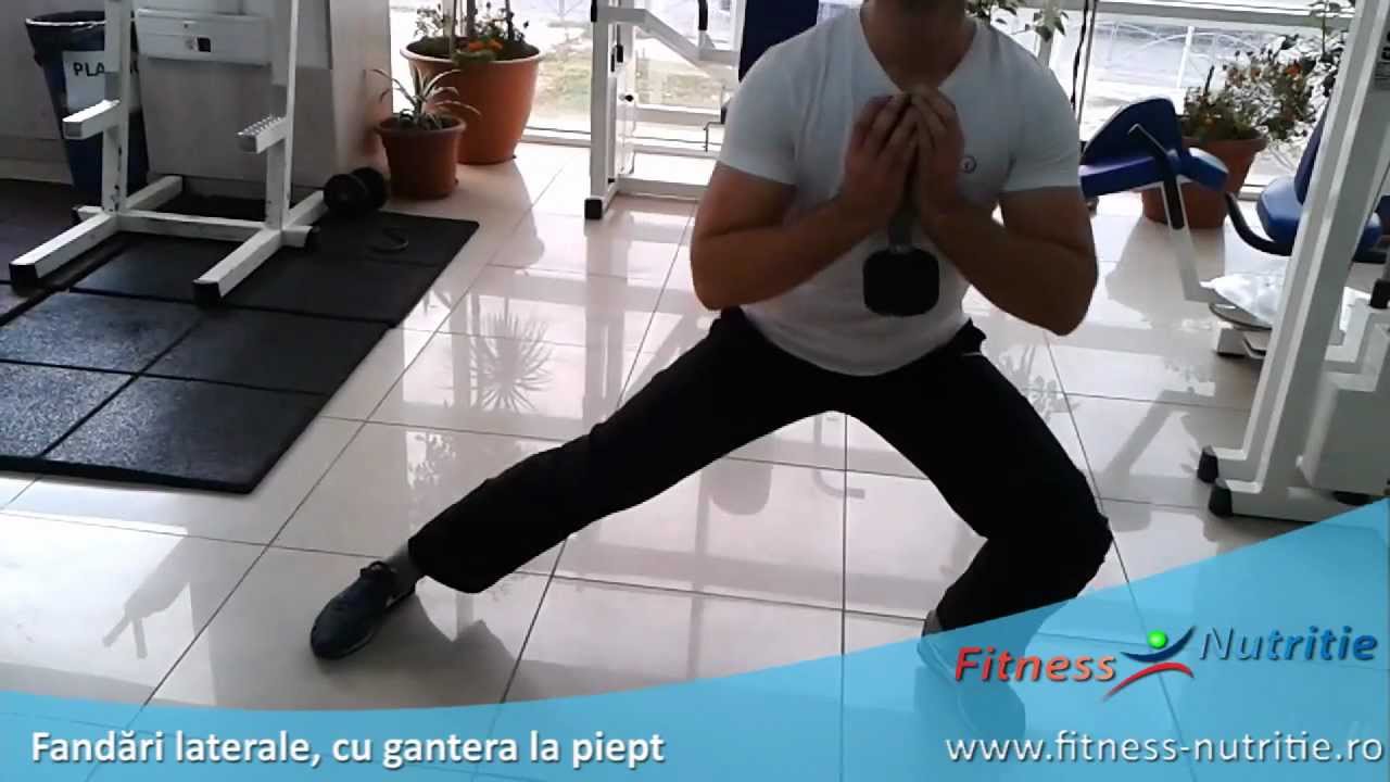 Fandări laterale, cu gantera la piept - YouTube