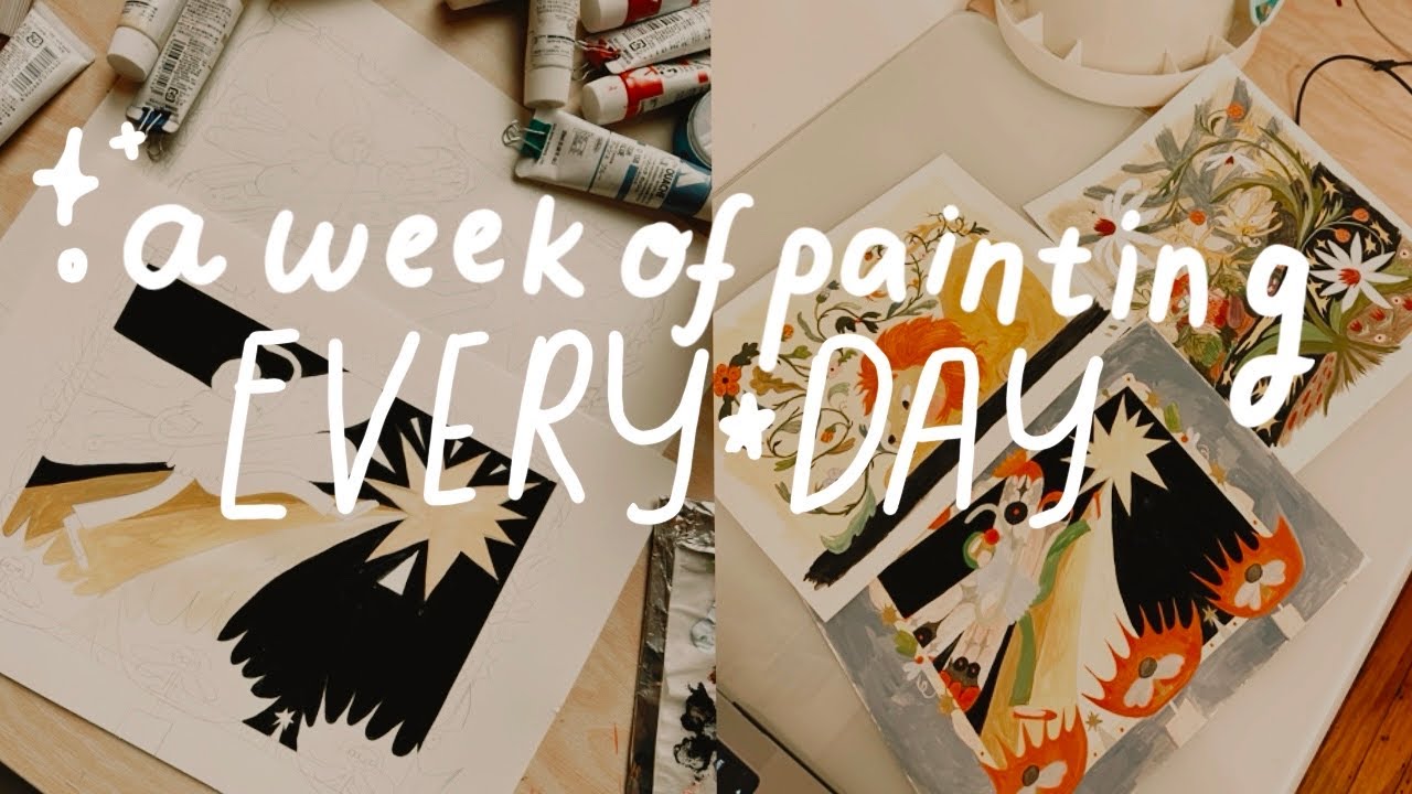Painting Every Day for a WEEK Peachtober - YouTube