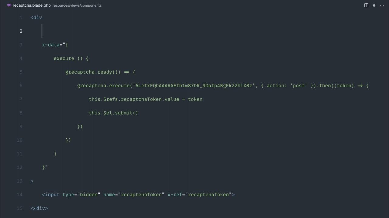Reusable reCAPTCHA with Laravel and Alpine.js: Reusability with a Blade component (5/6) - YouTube