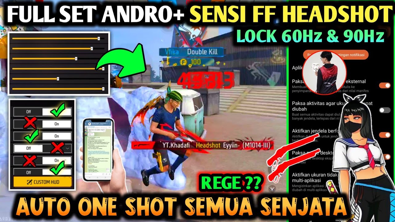 👹2024 || Pengaturan Sensitivitas ff Auto Headshot 2024 & Set Andro ff Gacor🔥⚙️Sensitivitas ...