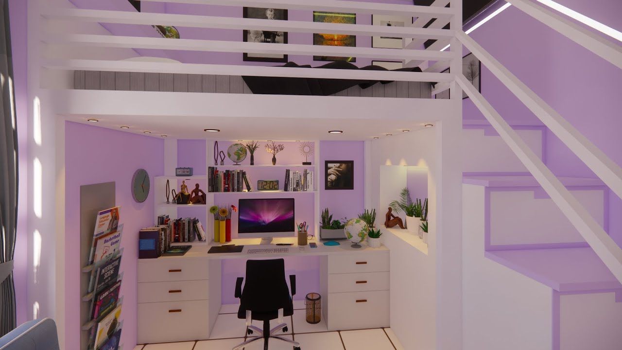 Unique Purple Loft Bed Idea for Small Rooms | Small Space Room - YouTube