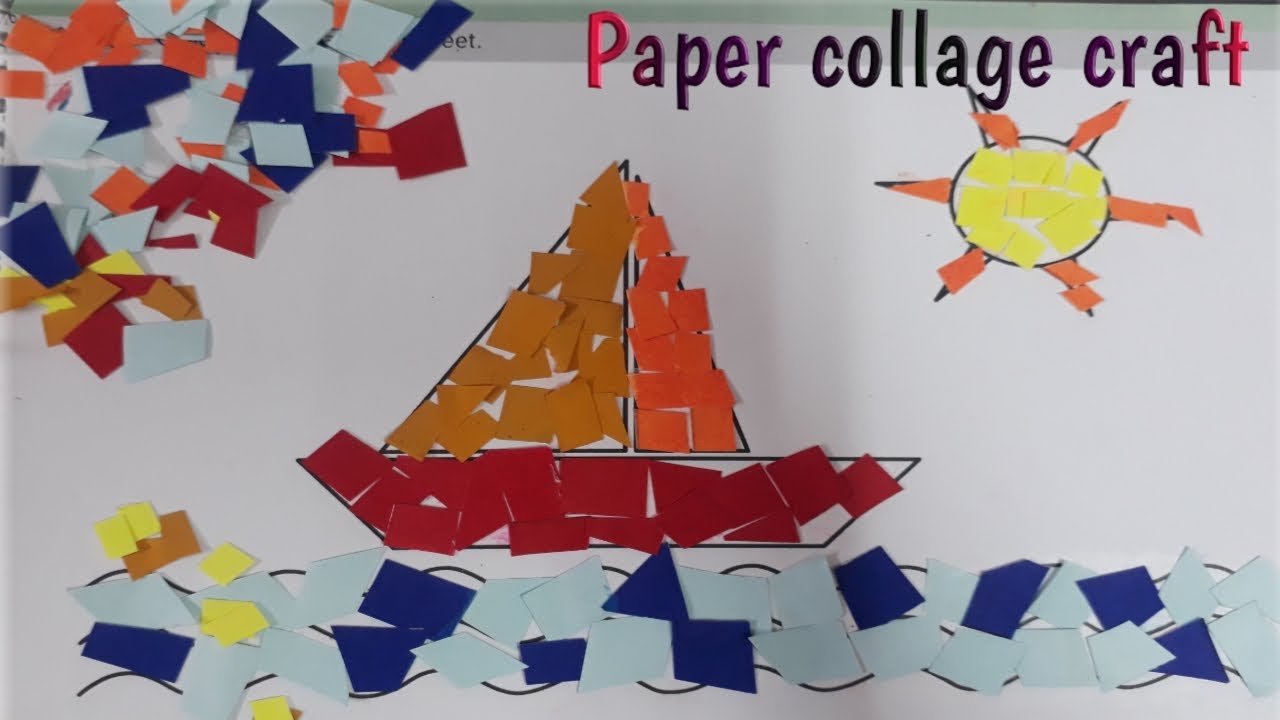 Paper collage boat | Craft for kids | Collage craft | Easy craft # ...