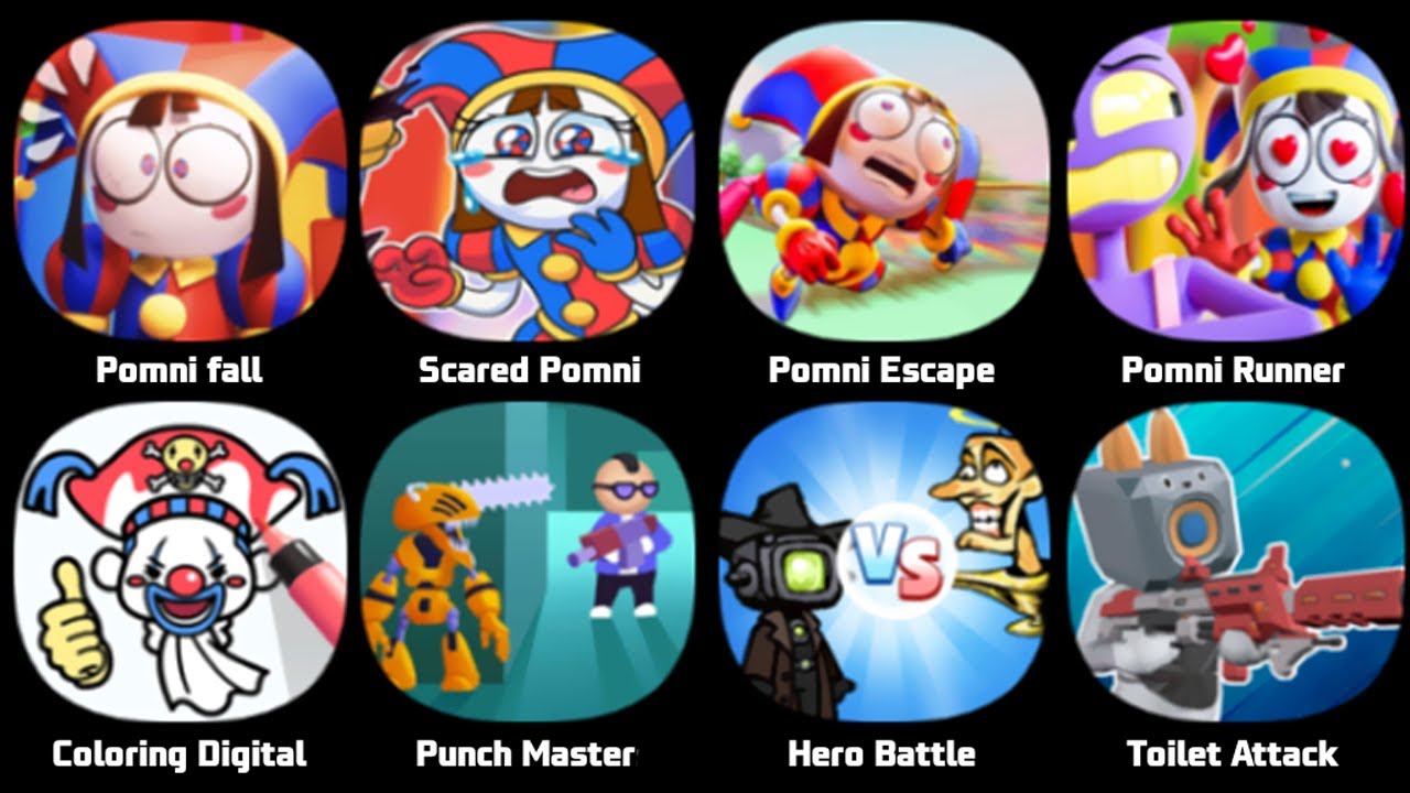 Pomni Escape, Scrared Pomni, Pomni Fall, Pomni Runner, Coloring Digital ...