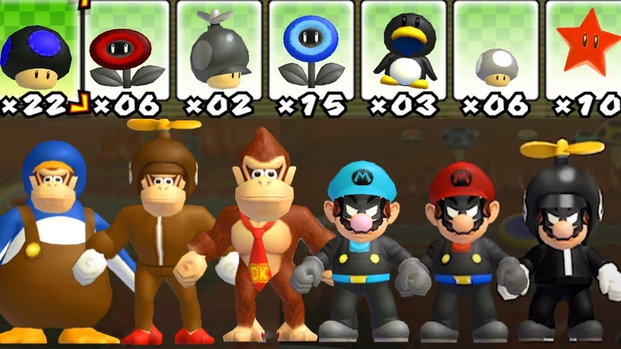 What happens when Donkey Kong and Dark Mario uses Dark Power-Ups? (HD ...