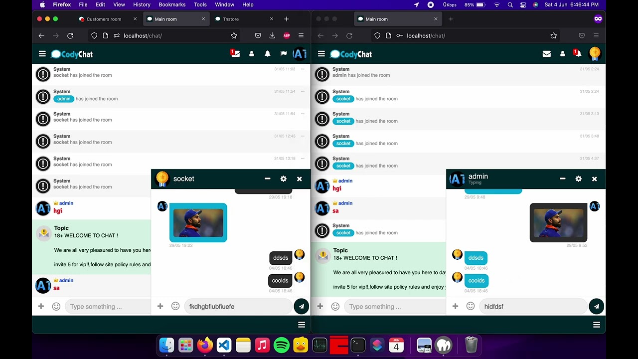Codychat Socket version demo - YouTube