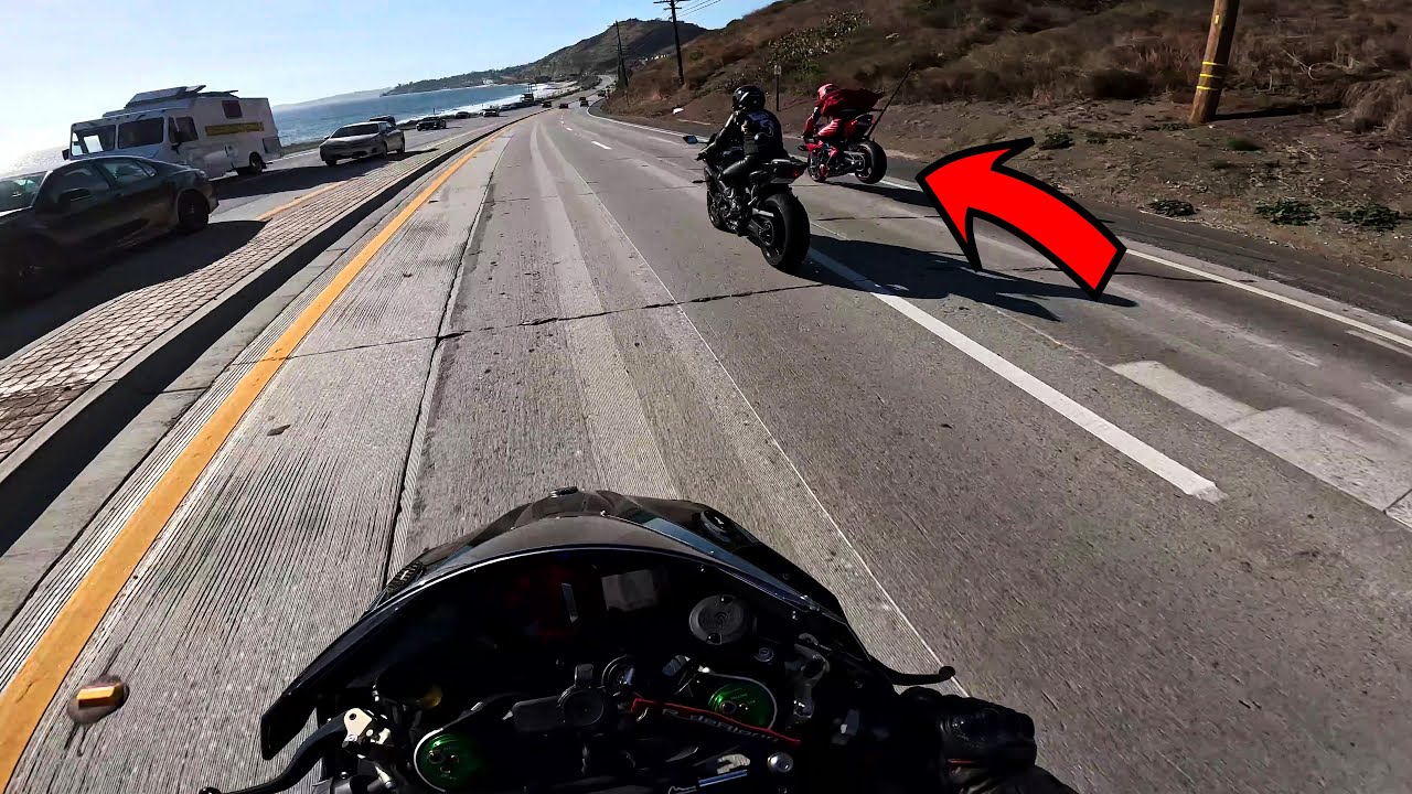 Ninja H2 Meets Girl on R7 & Crazy BMW Rider - YouTube