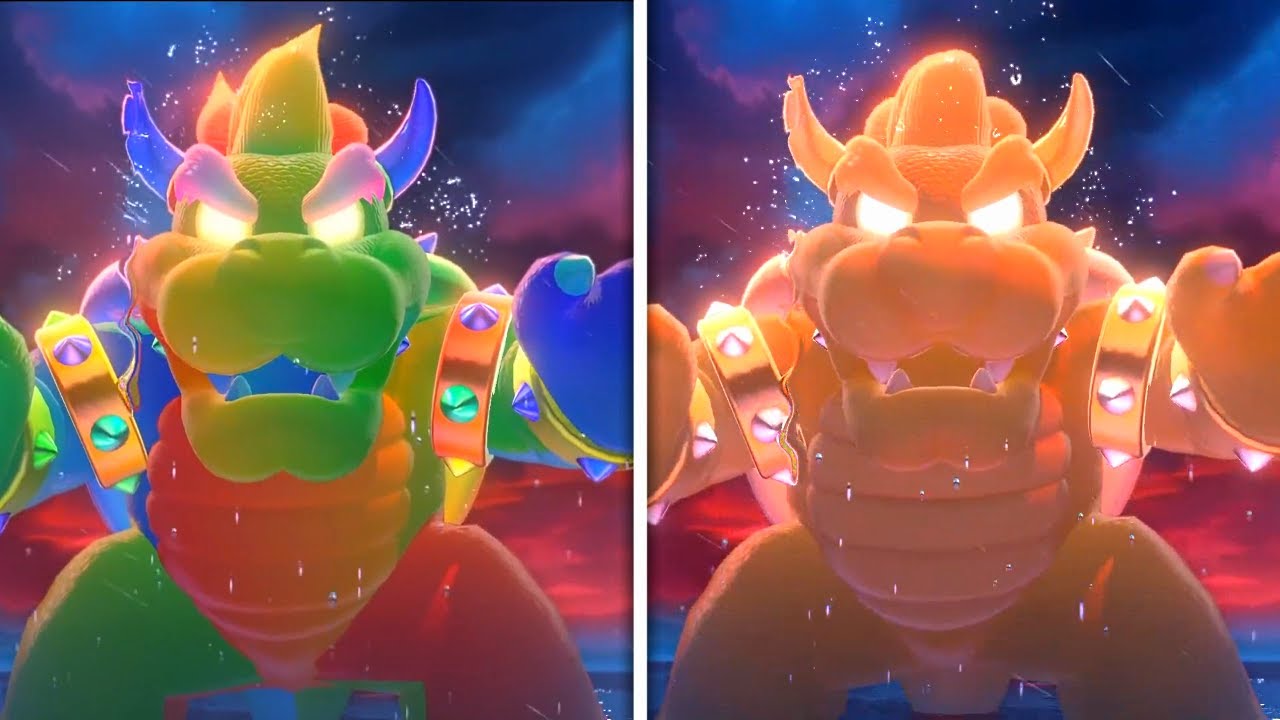Bowser's Fury - Rainbow vs Golden Bowser (Comparison) - YouTube