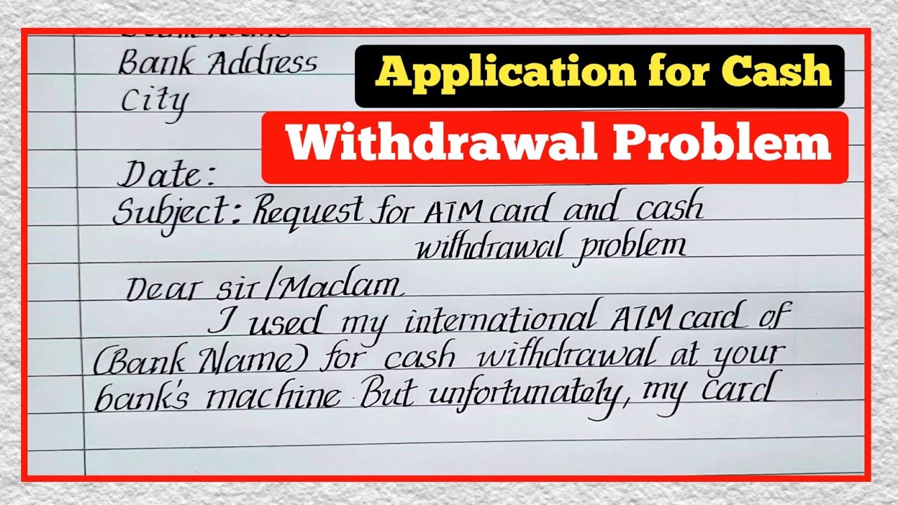 Application For Return of International ATM Card and Refund of Withdrawal Amount | Letter to ...