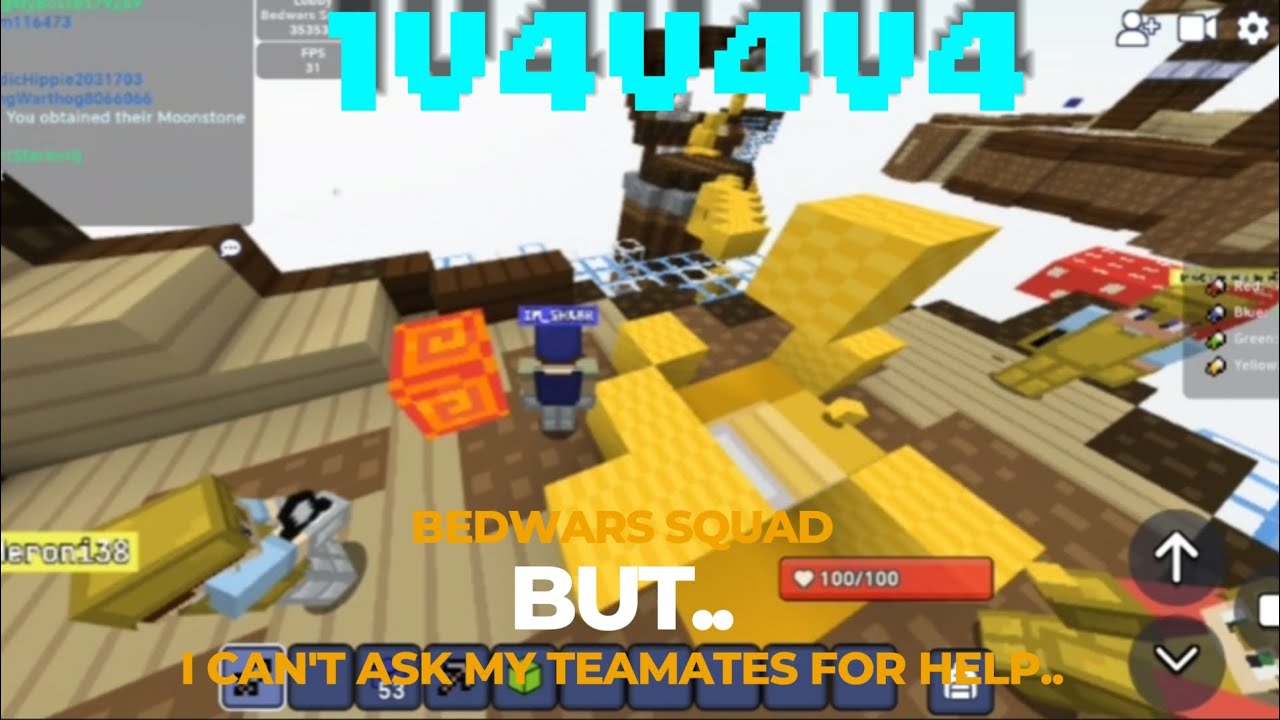 BEDWARS SQUADS!..BUT?...I CAN'T ASK MY TEAMATES FOR HELP?!.. |BLOXD.IO ...