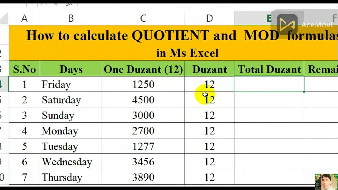 How to Calculate Quotient and mod in MS Excel - YouTube