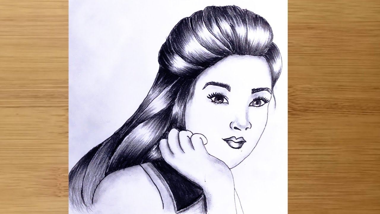 How to draw a girl with Bun Hair || Pencil sketch || Face Drawing Step ...