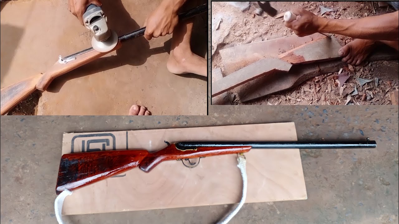 how to make a wooden fake gun//lakdi ka nakli banduk kaise banaye ...