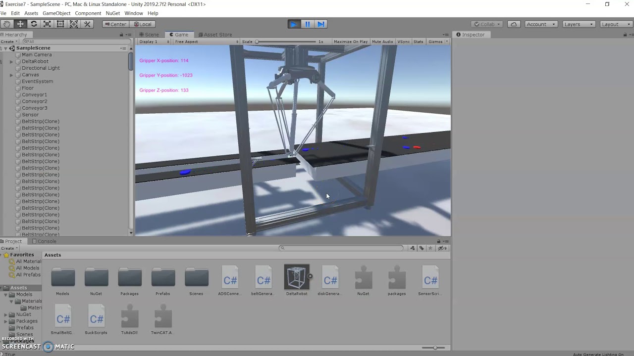Simulation of a delta robot and three conveyors to separate disks by ...