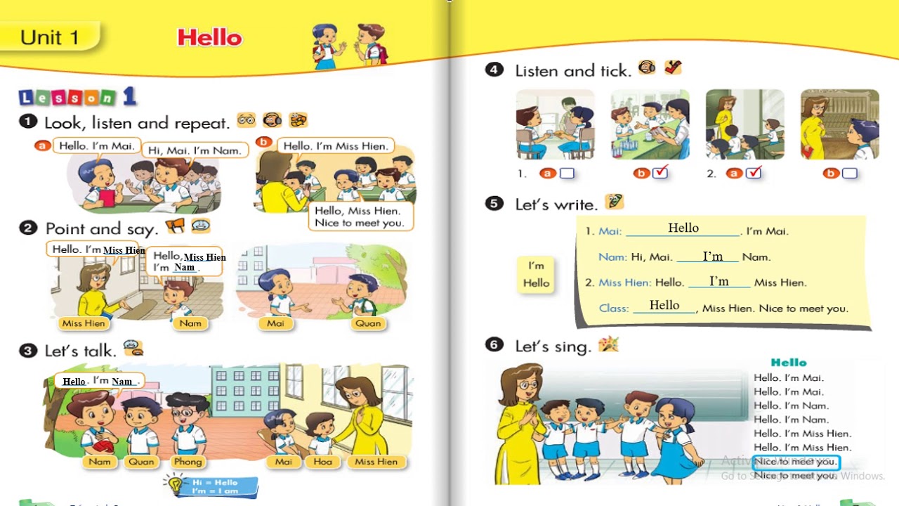 [TIẾNG ANH lớp 3| ENGLISH 3th Grade] Unit 1: Hello - Giải chi tiết các phần (particular ...