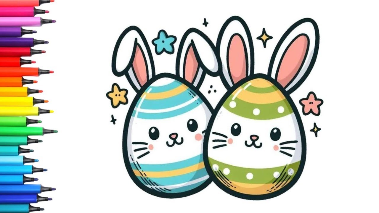 Easter Bunny Egg Drawing, Painting & Coloring For Kids and Toddlers ...