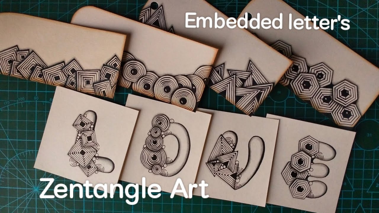 Embedded letters l,O,V,E/Zentangle art/Tangle Art/Doodle alphabet ...