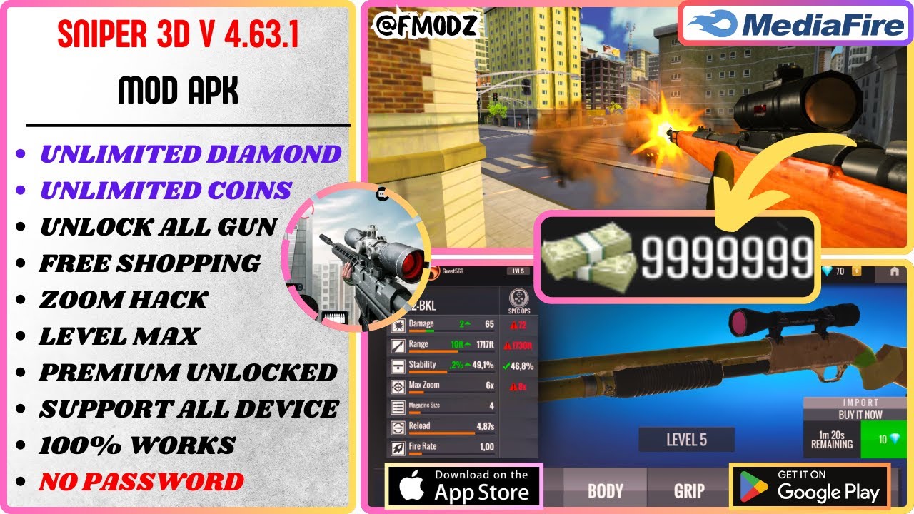 SNIPER 3D MOD APK V 4.65.1 LATEST 2024 - UNLIMITED MONEY - YouTube