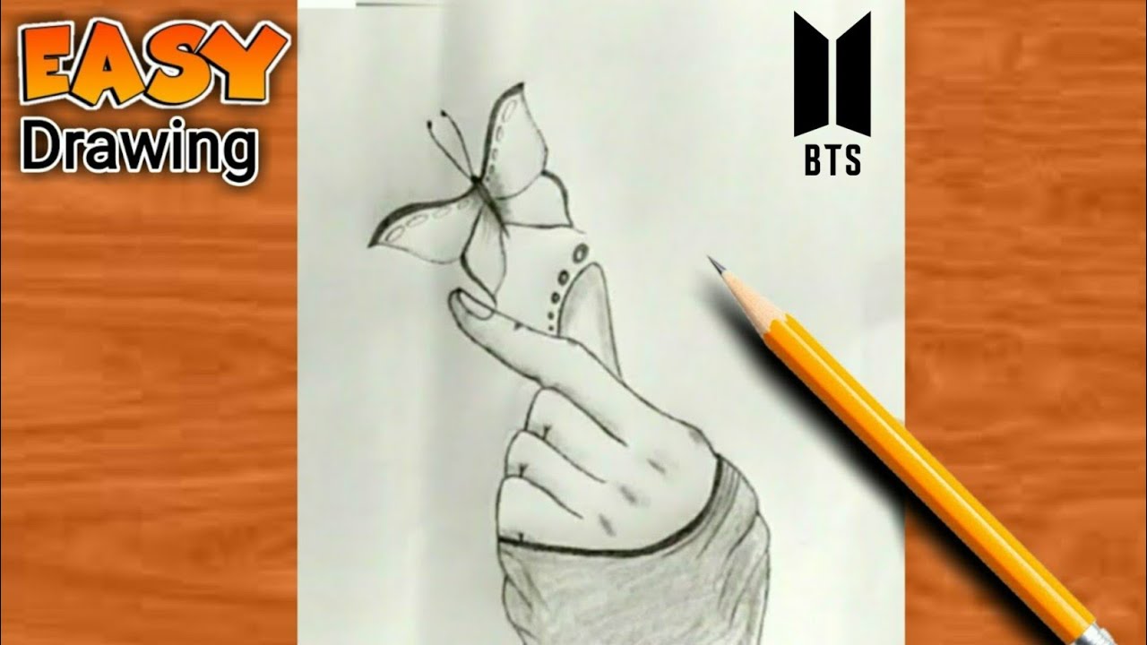 BTS Love Hand Drawing | bts army drawing | easy pencil drawings - YouTube