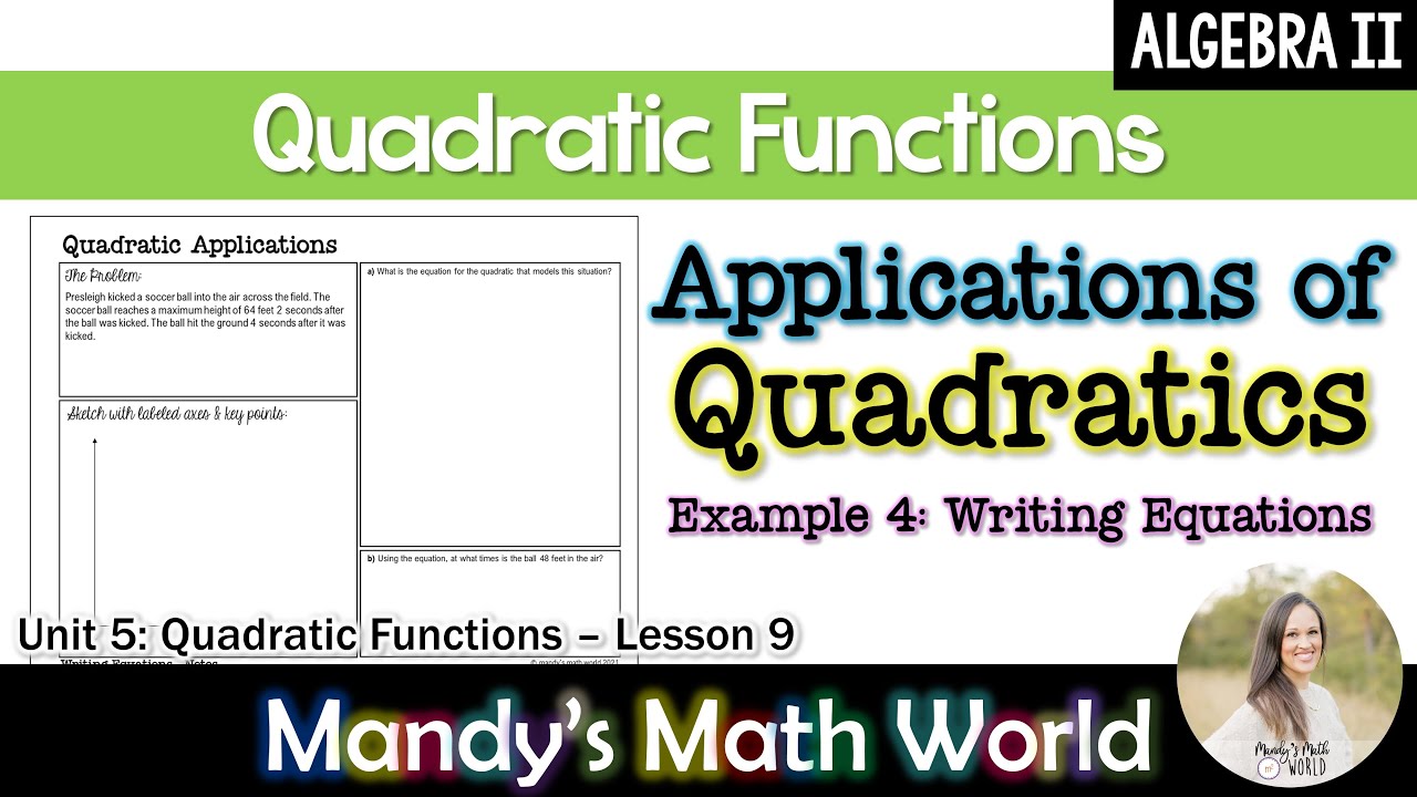 Quadratic Applications - Writing Equations (Algebra 2) - YouTube