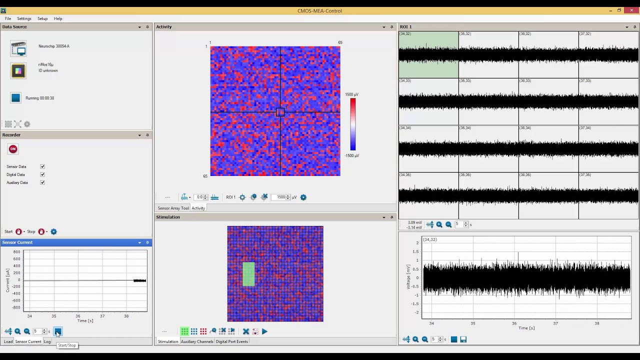 CMOS-MEA-Control 06 - Load, sensor current, log - YouTube