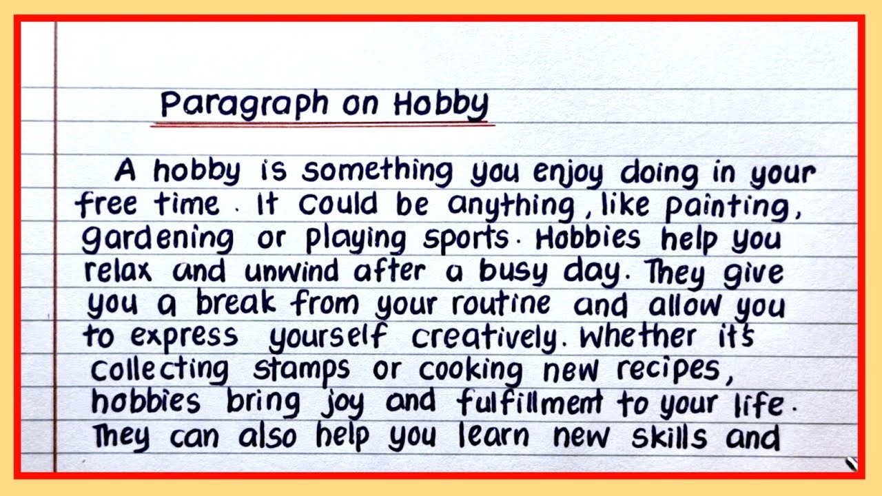 Paragraph on Hobby || My Hobby - YouTube