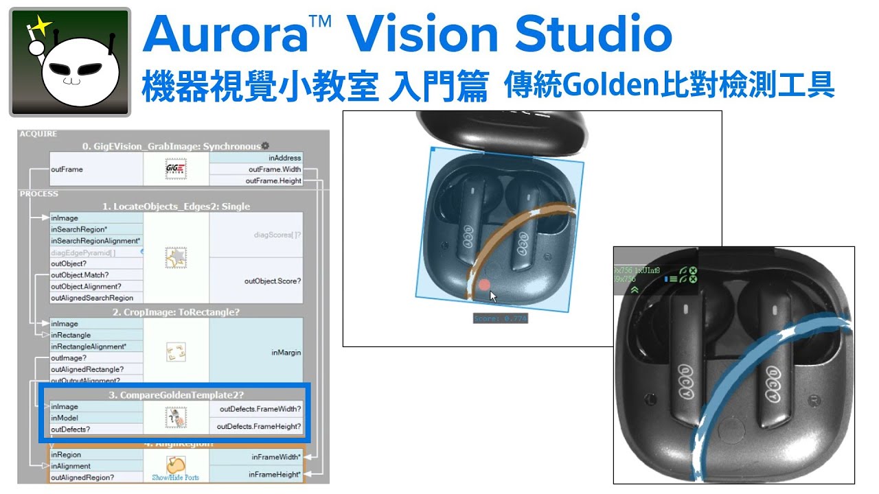 機器視覺小教室 Aurora Vision Studio 入門篇【28】傳統Golden比對檢測工具 - YouTube