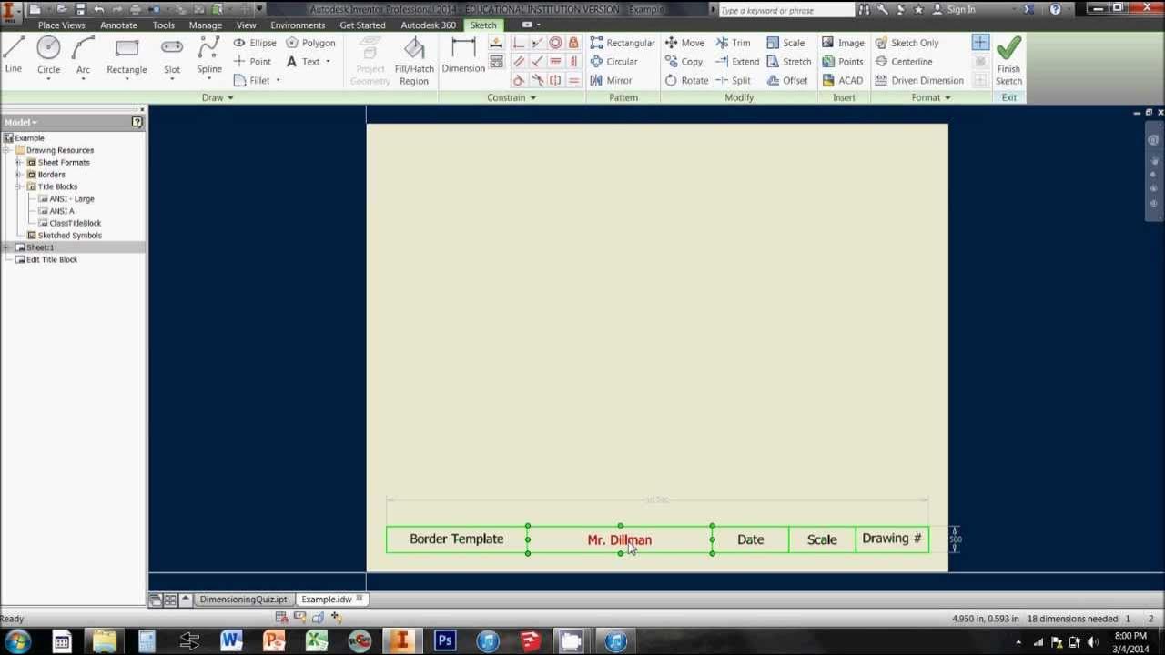Using the Border Template in Inventor - YouTube