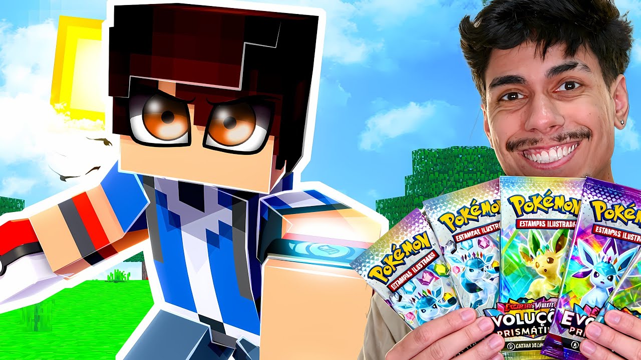 Abri MEU PRIMEIRO PACOTE de CARTA POKEMON 𝗡𝗢 MINECRAFT !! Pixelmon ...