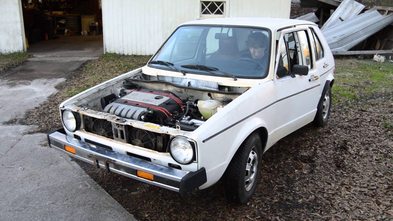 78 Rabbit VR6 swap 2nd start. - YouTube