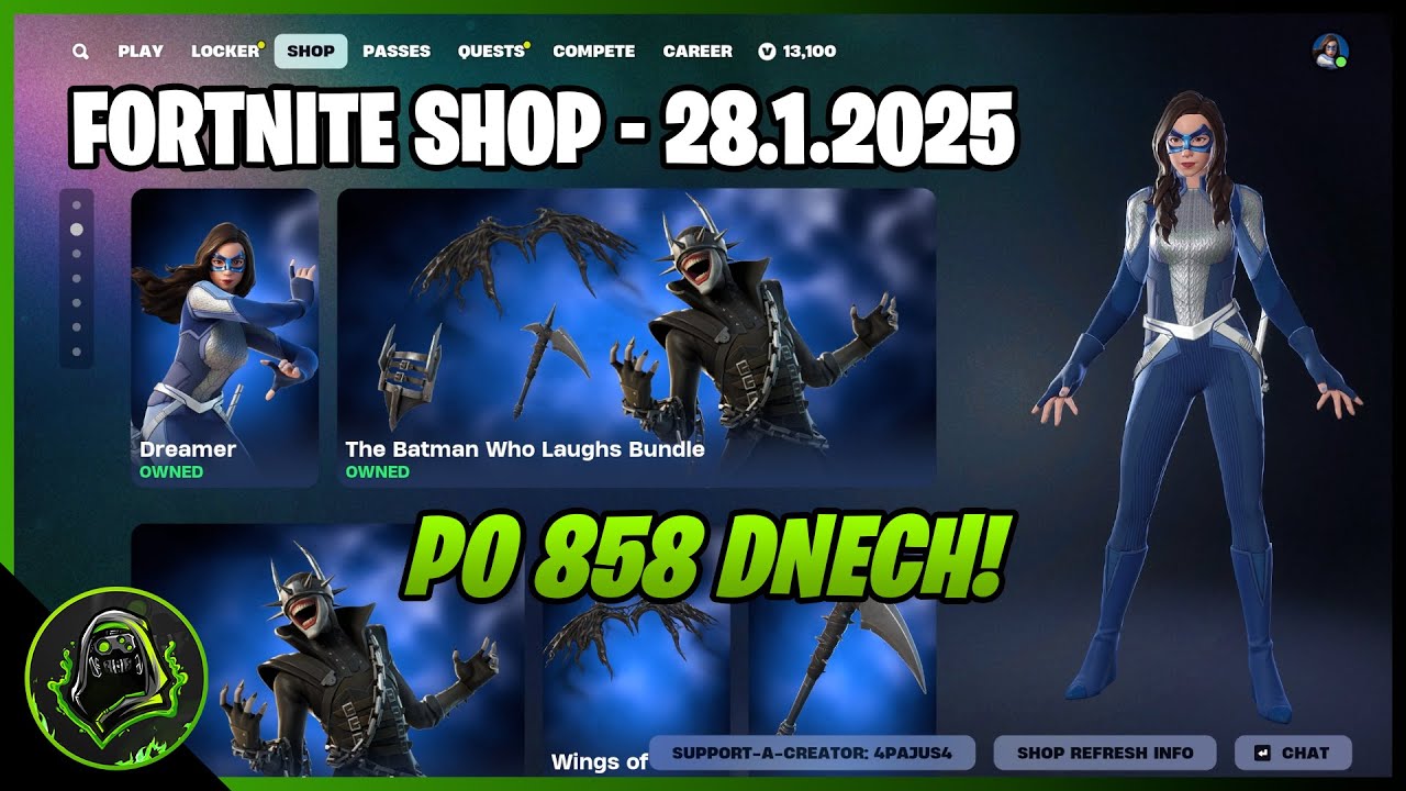*NOVÝ* FORTNITE SHOP! I 28.1.2025 I DC DREAMER, BATMAN WHO LAUGHS SKINY ...