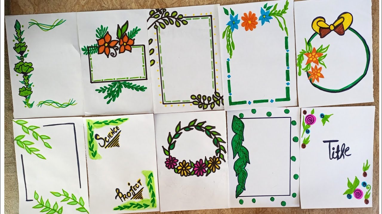 20 BEAUTIFUL GREEN BORDER DESIGNS 💚 How To Draw Border Design | English ...