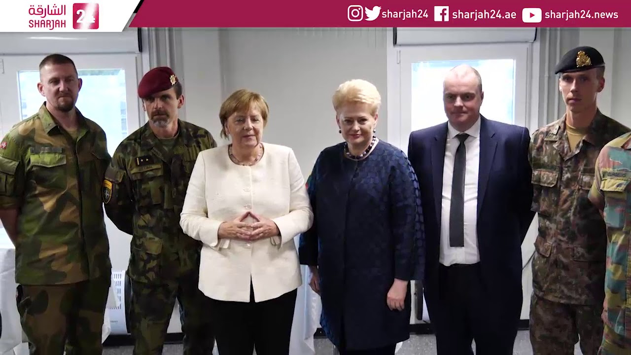 Chancellor Angela Merkel visits German troops in Lithuania - YouTube