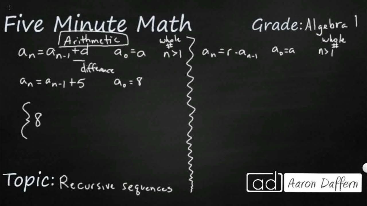 Algebra 1 Recursive Sequences - YouTube