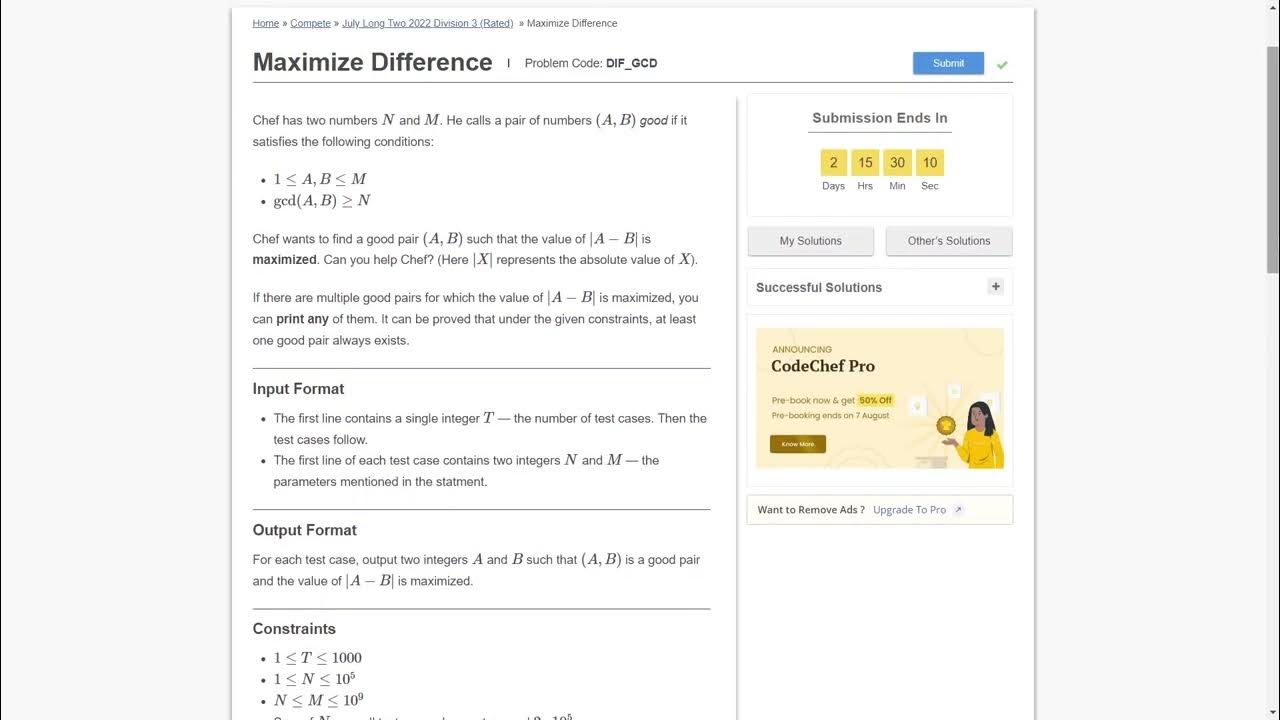 CODECHEF JULY LONG CHALLENGE 2 | Maximum Difference | Concat Sort | CPP and Python | 100% AC ...