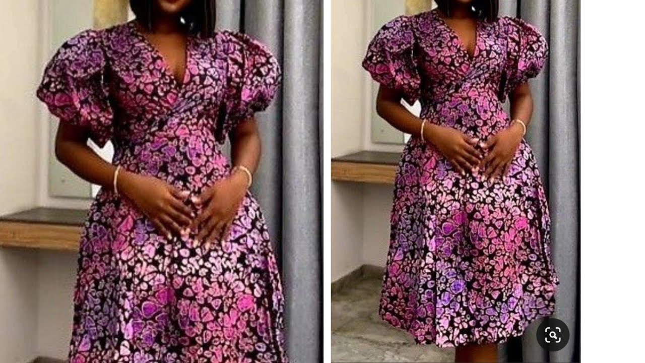 overlap flare dress with puffy sleeves. SEWING TUTORIAL - YouTube