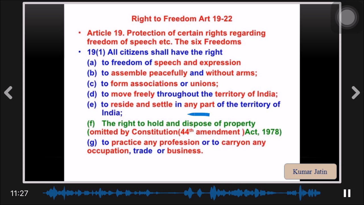 Right To Freedom In Indian Constitution