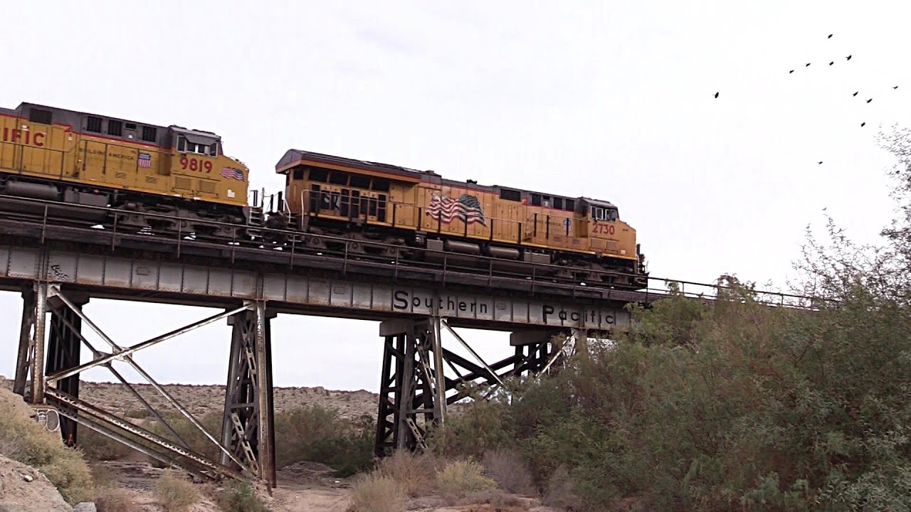 High Speed Desert Railroading - A Cloudy Day on Union Pacific's Sunset ...