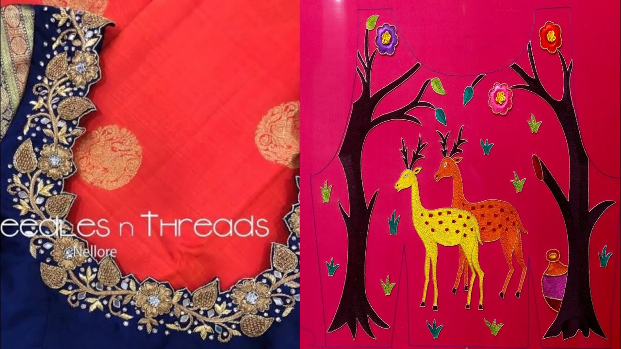 How To Mede | Aari Embroidery |Zari Work | Deer & Tree | Embroidery ...