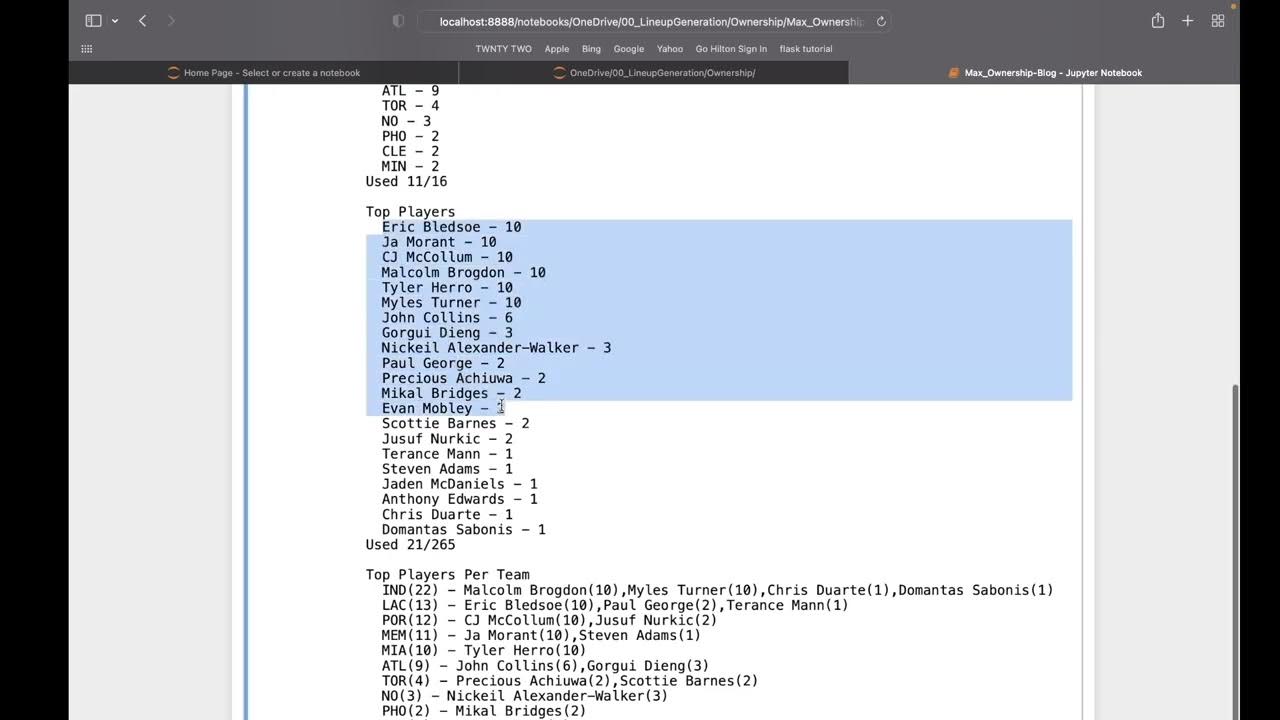 Python for DFS | pydfs-lineup-optimizer | Max Ownership - YouTube