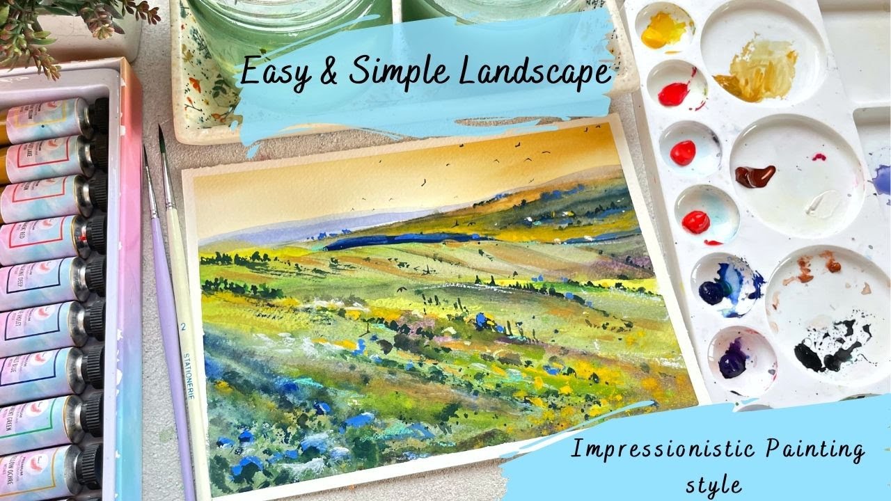 Easy Impressionistic Style Watercolor Landscape Tutorial |Paint with me ...