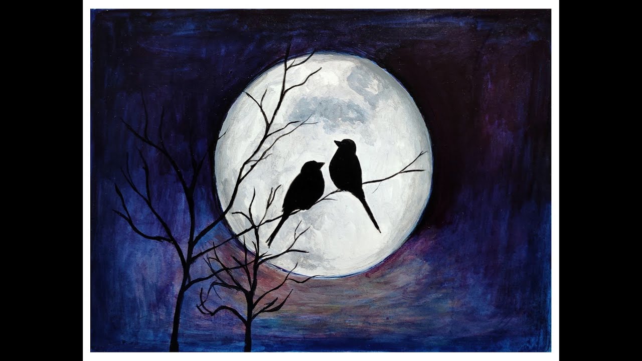 Create a Stunning Moonlight Scene with Acrylic Painting - An Easy ...